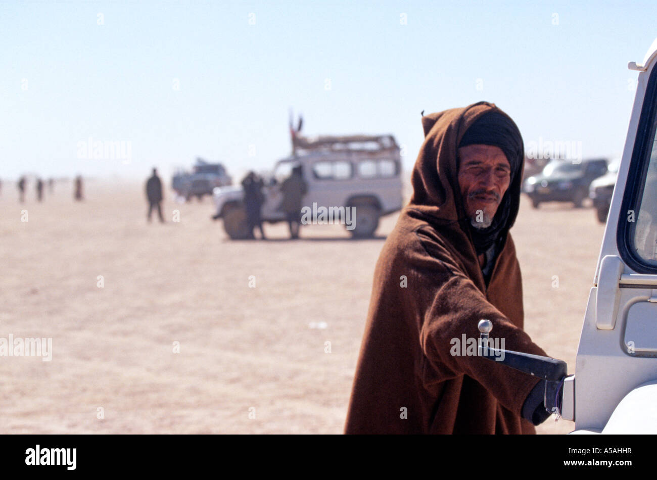 A Sahrawi man getting into his car in Tindouf Western Algeria Stock ...