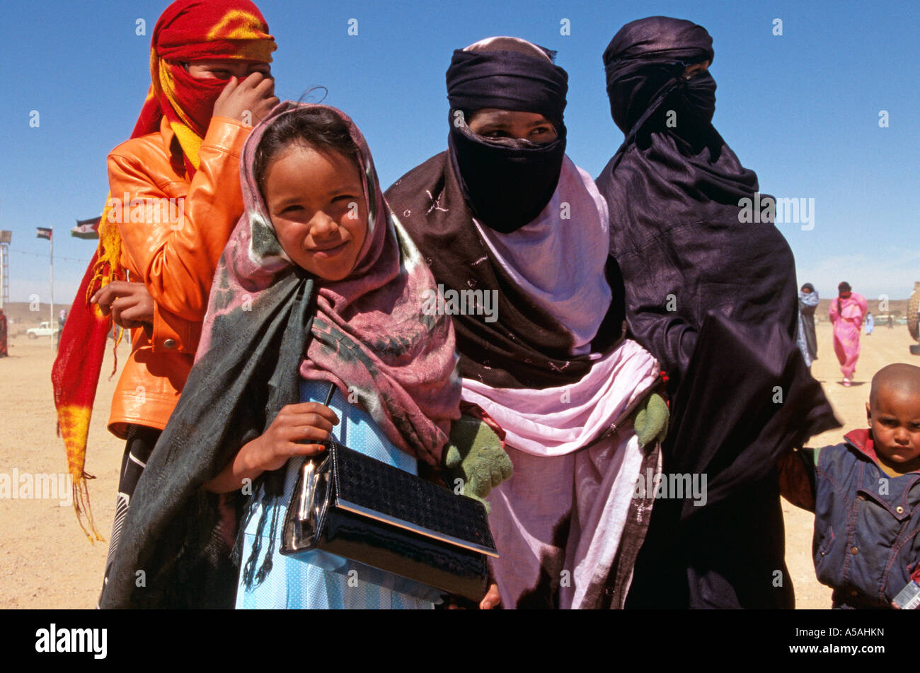 A Sahrawi refugee family in a refugee camp in Tindouf Western Algeria ...