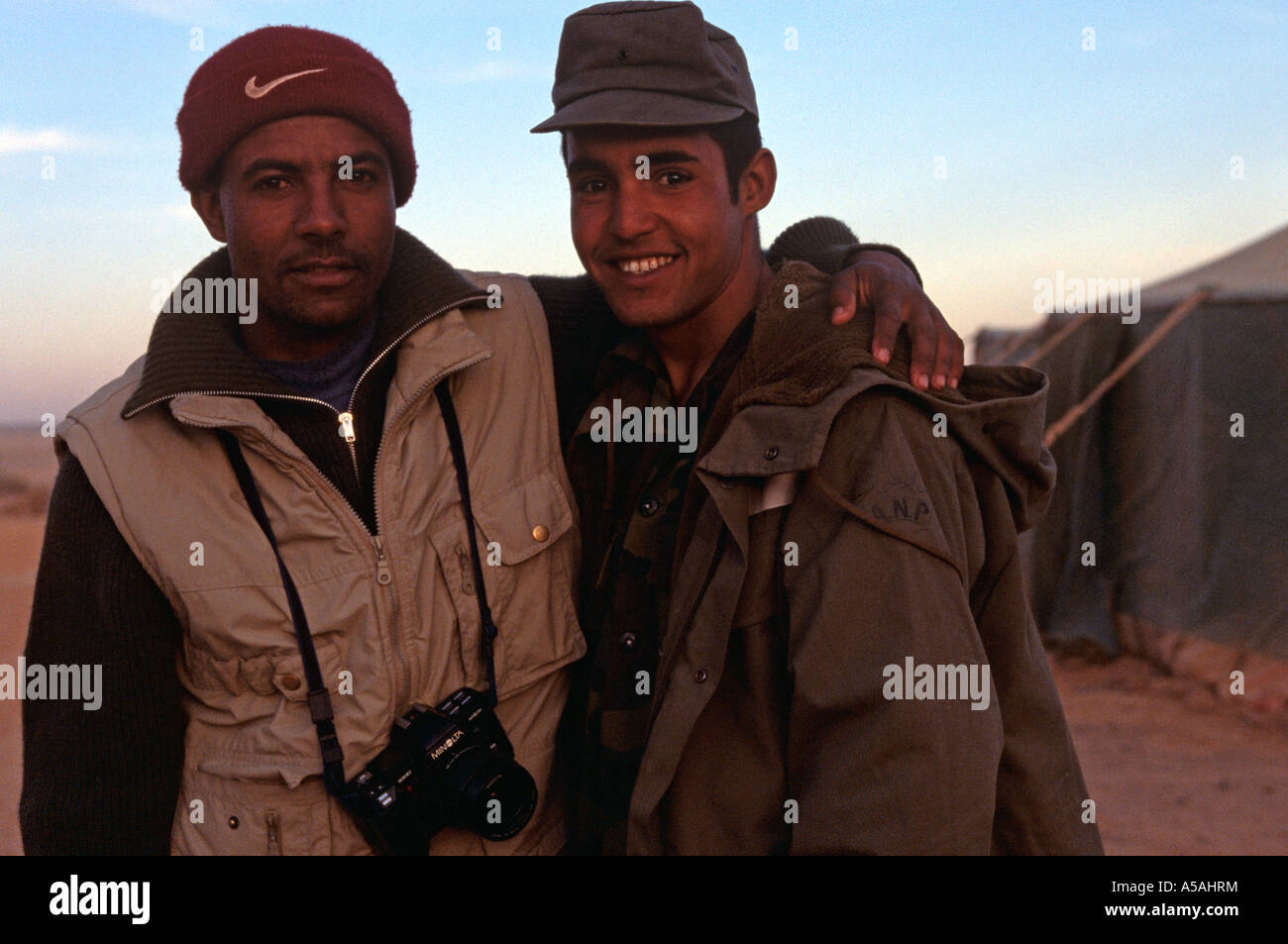 Sahrawi men posing in a refugee camp in Tindouf Western Algeria Stock ...