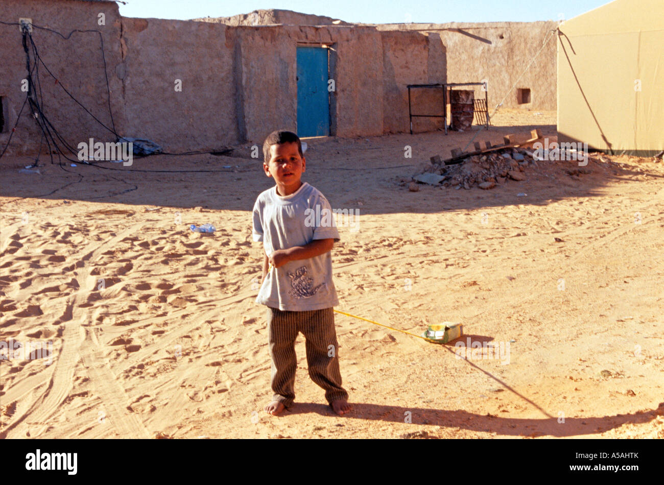 A Sahrawi boy playing at a refugee camp in Tindouf Western Algeria ...