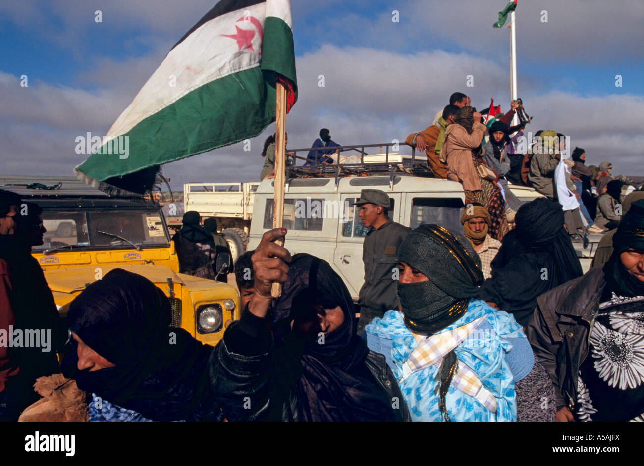 Sahrawi men take part in the Independence day celebrations in Western ...