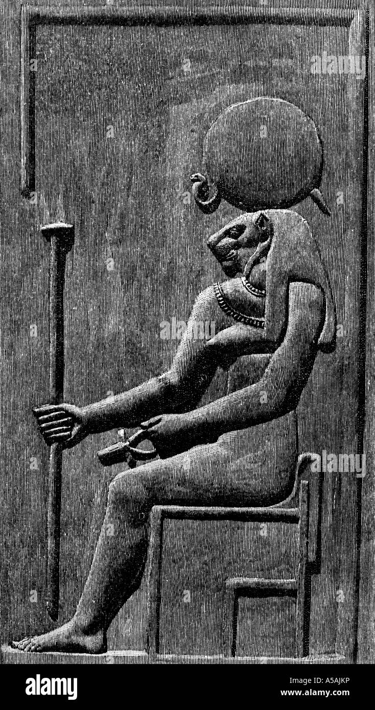 engraving of bass relief of Queen Isis Stock Photo - Alamy