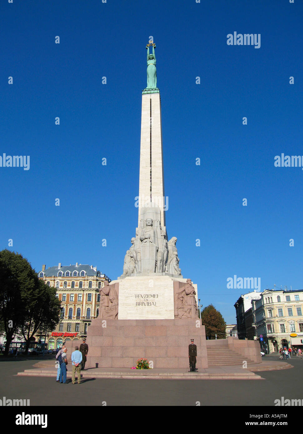 The 42 meters high Freedom monument in Riga, Latvia, is a symbol of the ...