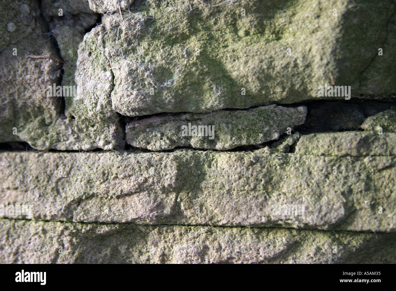 Close up of stone in a dry stone wall Stock Photo - Alamy