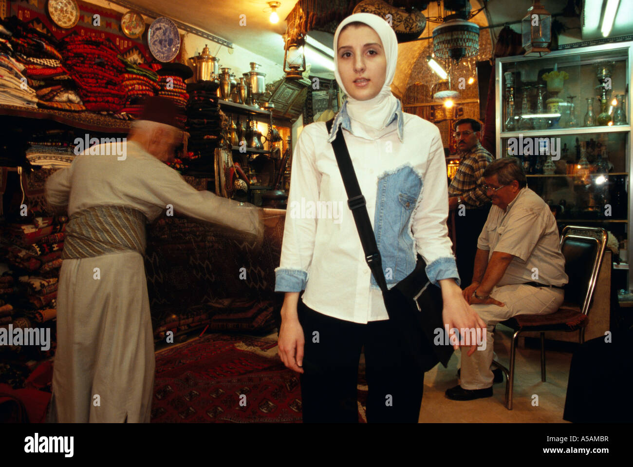 A woman in a shop in Aleppo Souq Syria Stock Photo - Alamy
