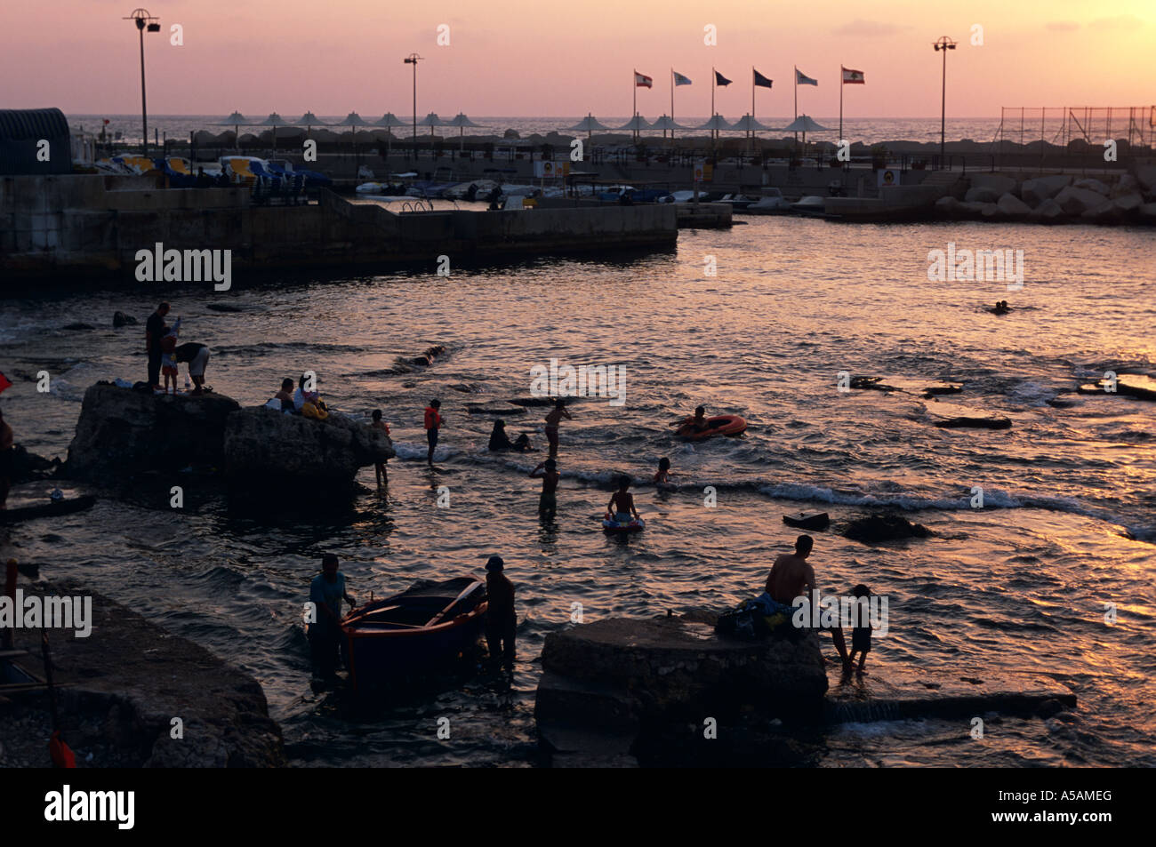 People at the beach in Beirut Lebanon Stock Photo - Alamy