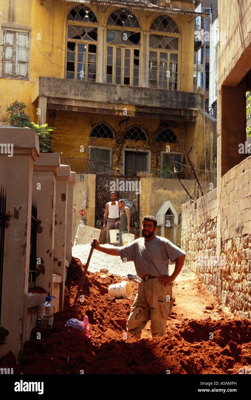 Construction workers in Beirut Stock Photo - Alamy