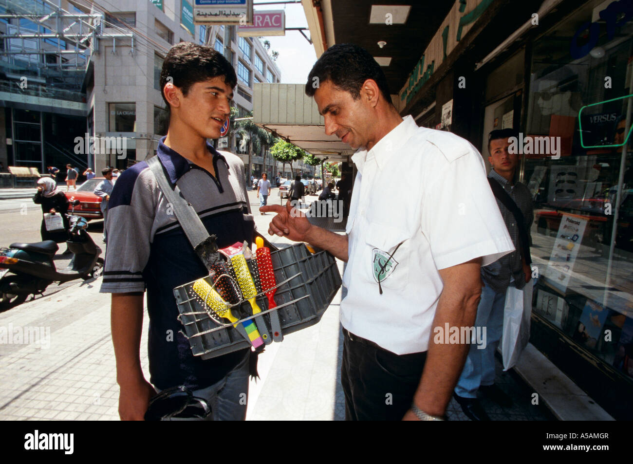 Customer buying item from street vendor, Beirut, Lebanon Stock Photo ...
