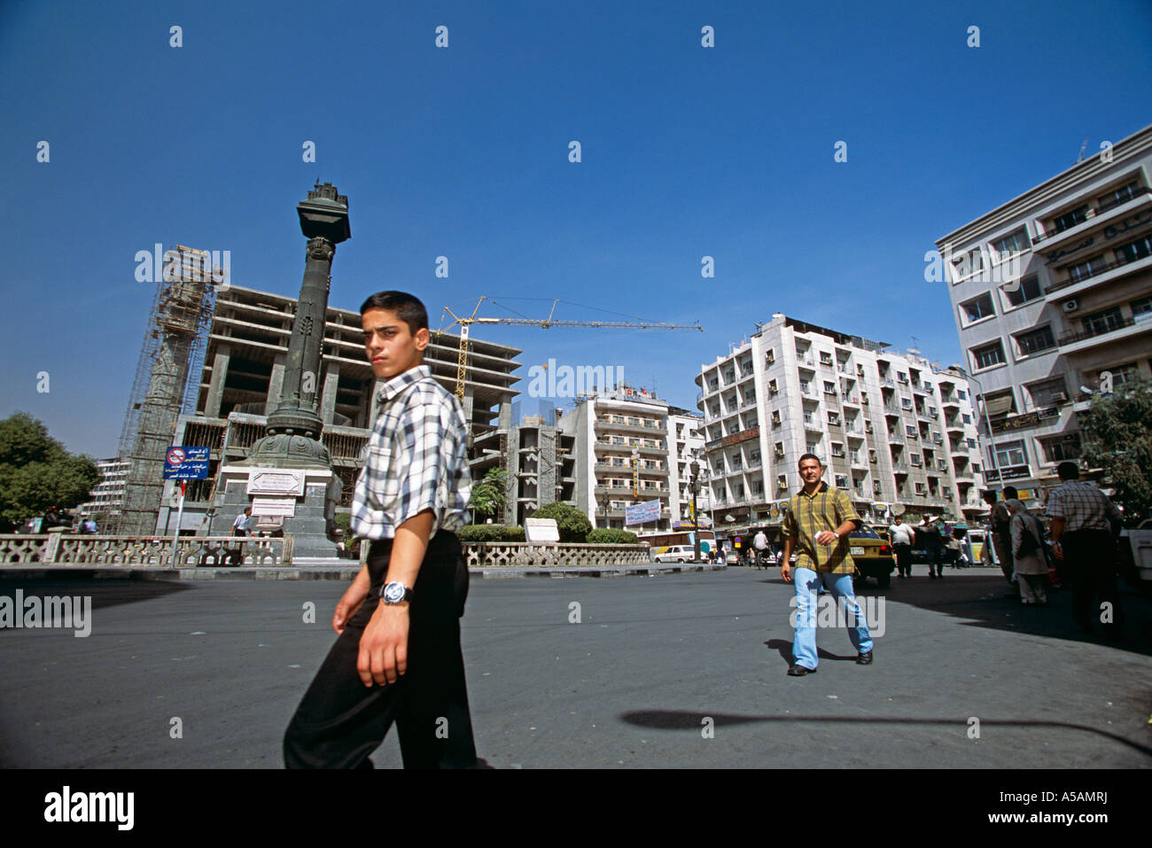 People walking on the road in Damascus Syria Stock Photo - Alamy