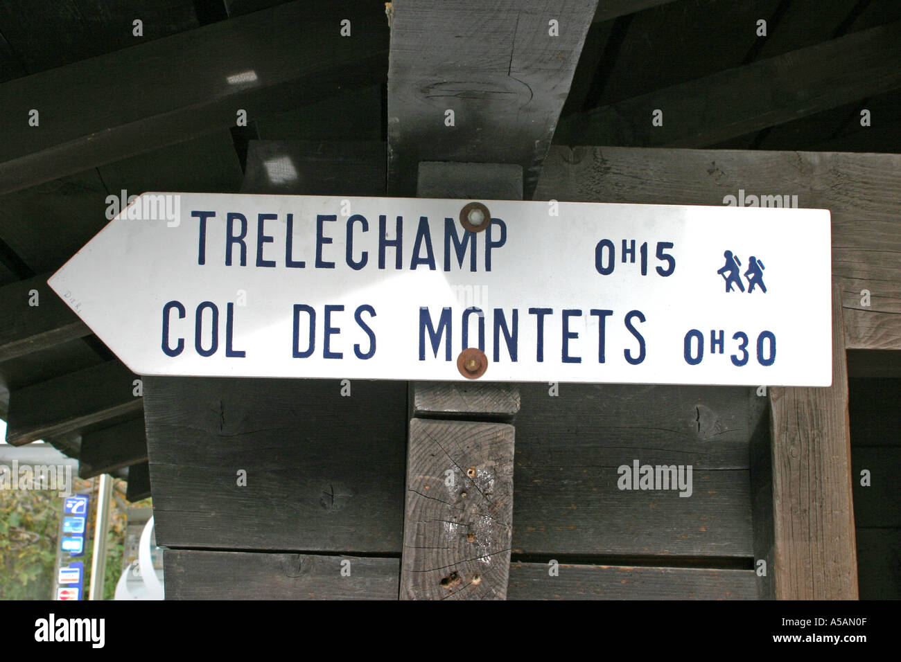 Walkers signposts or waymarks alps Stock Photo - Alamy