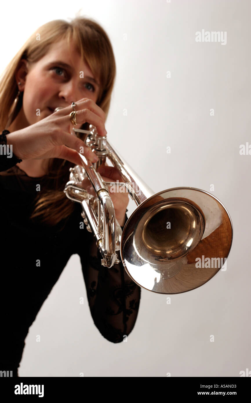 Woman with trumpet hi-res stock photography and images - Alamy