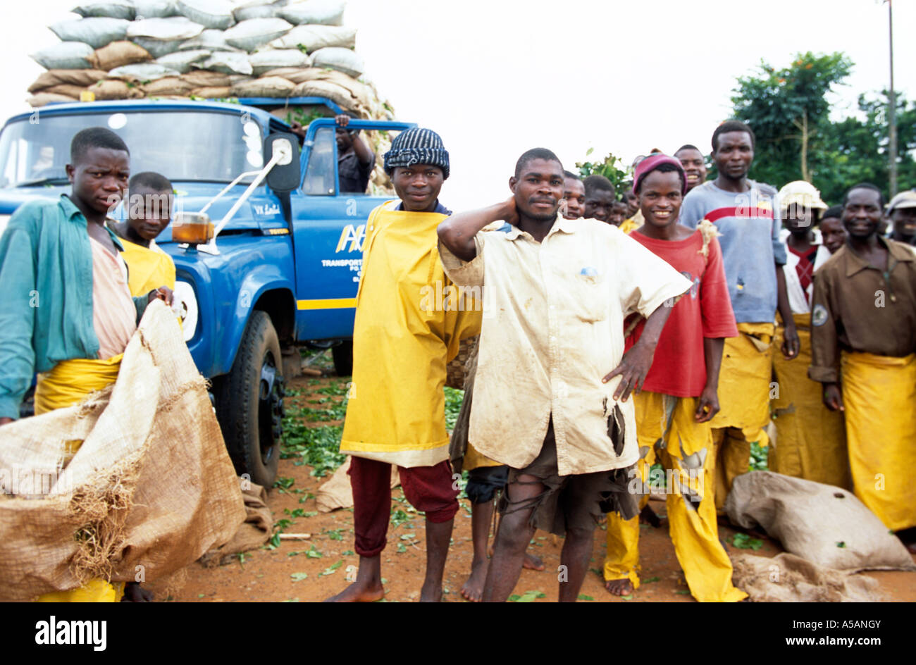 Curious group of workers, Malawi, Africa Stock Photo - Alamy