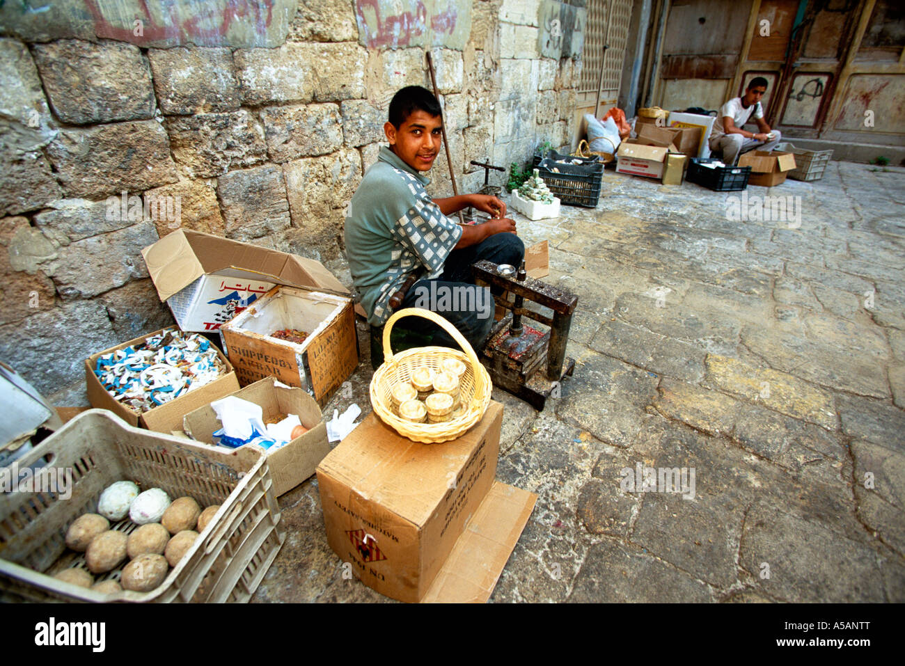 Soap seller on pavement, Tripoli, Lebanon Stock Photo - Alamy