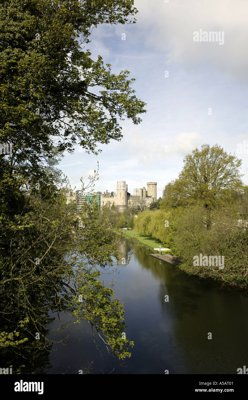 The magnificent Warwick Castle on the river Avon in the county of ...