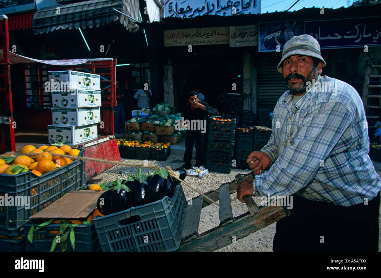 Vegetable and fruit seller in market, Beirut, Lebanon Stock Photo - Alamy