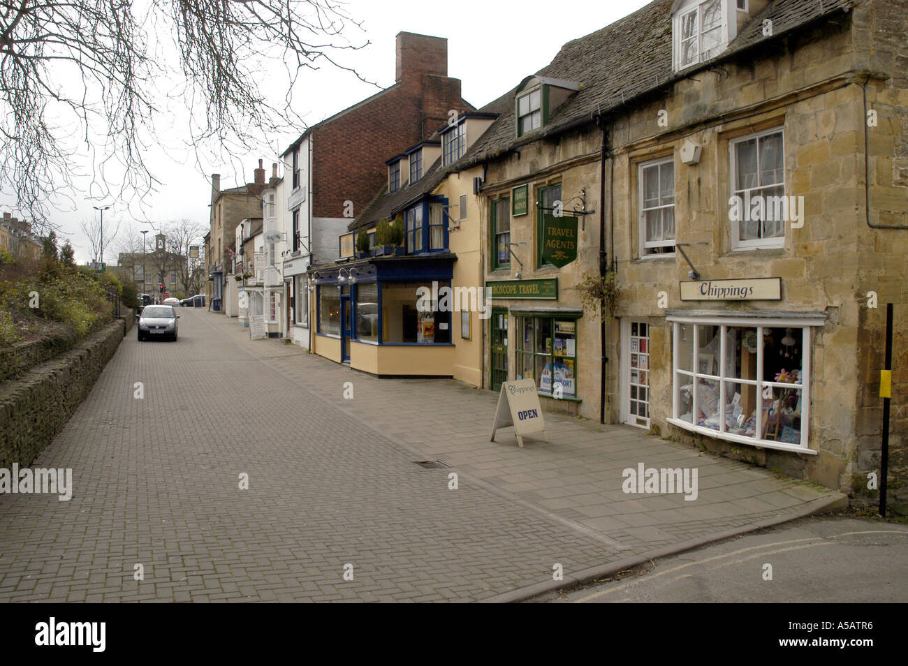 local shops and retail outlets in Middle Row in the rural Cotswold town ...