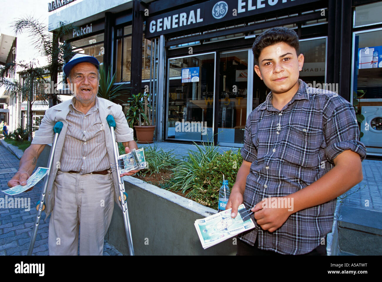 Lottery tickets salesmen in Hamra street Beirut Stock Photo - Alamy
