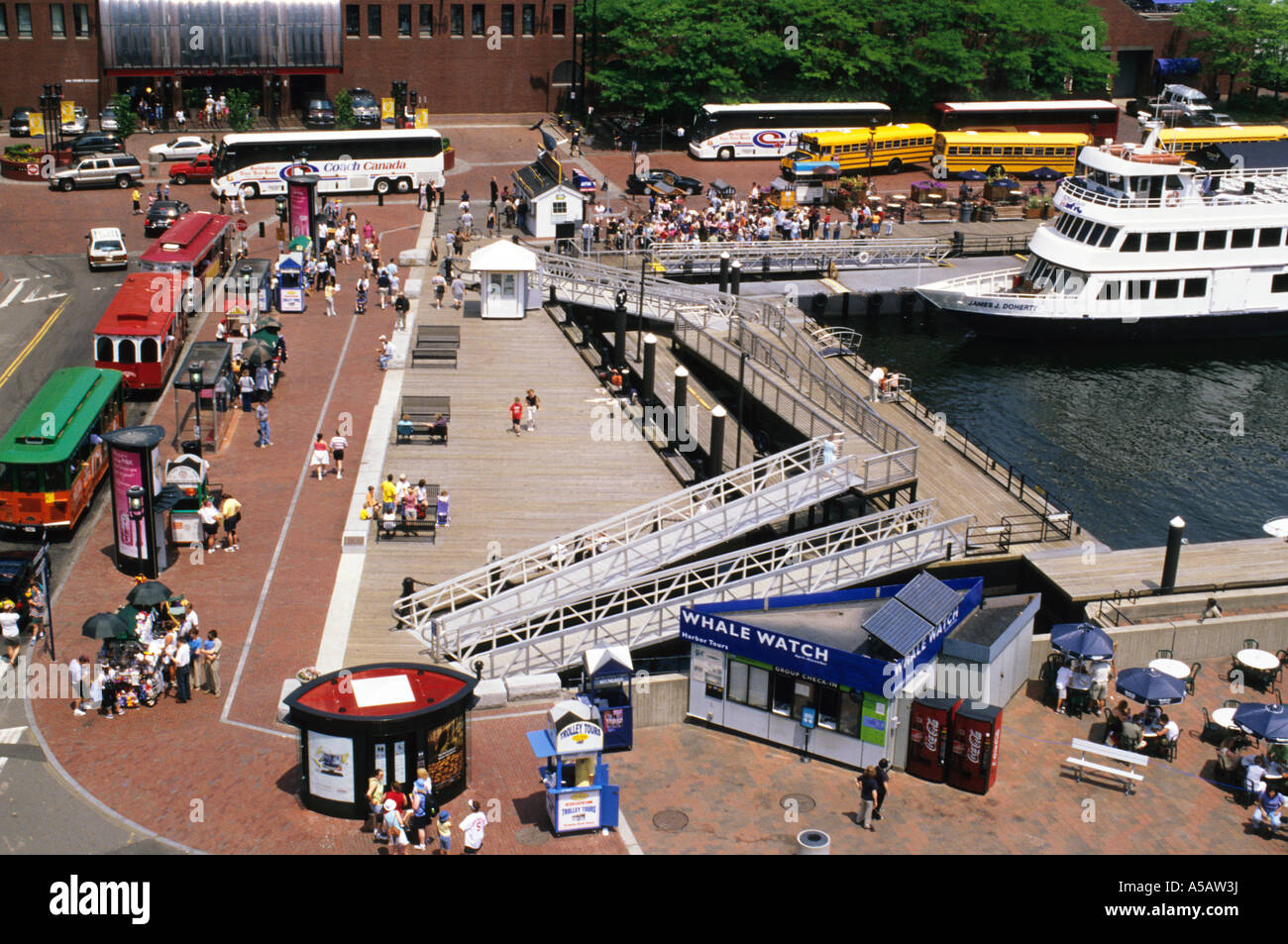 Boston Harbor Waterfront at Long Wharf Ferry Pier, Boston, MA USA Stock ...