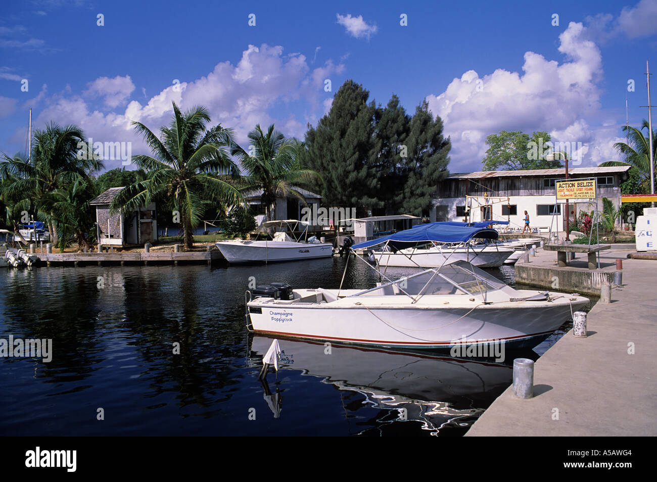 Boats at marina Belize City Belize Central America Stock Photo - Alamy