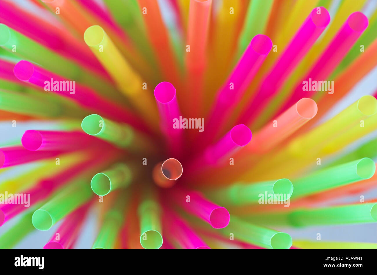 Elevated view of colourful straws Stock Photo - Alamy