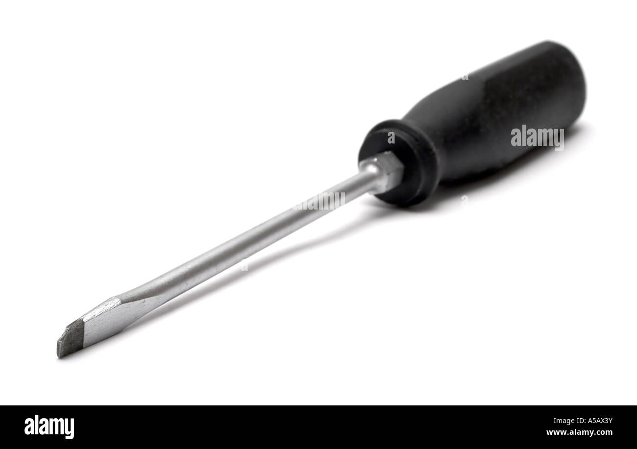Black handled screwdriver isolated on a white background Stock Photo ...