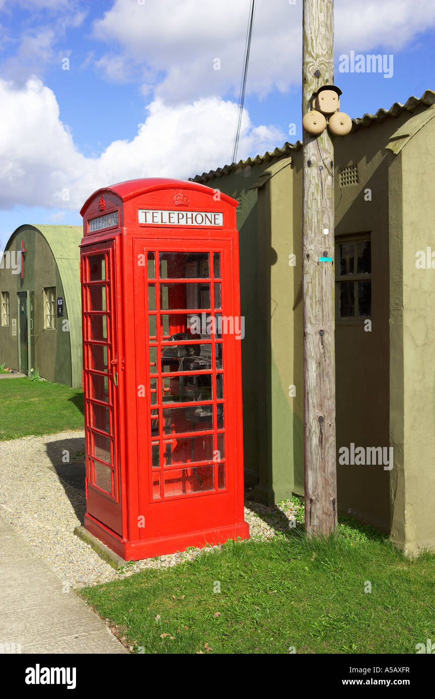 TRADITIONAL ENGLISH RED TELEPHONE KIOSK AT ELVINGTON AIR MUSEUM Stock ...