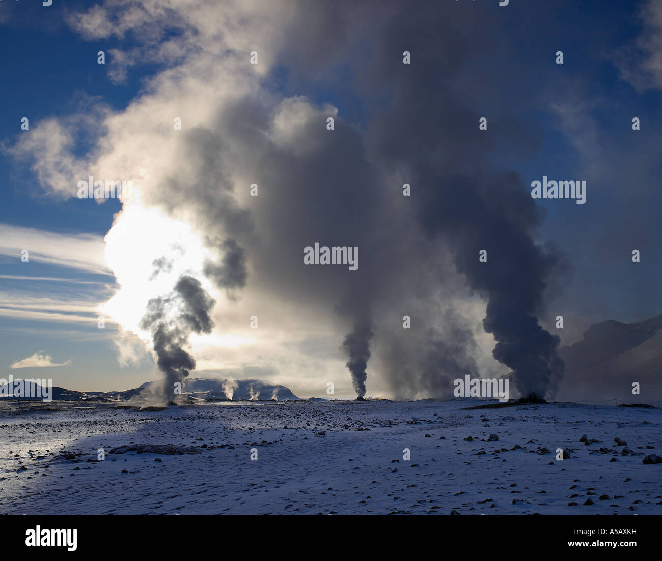 Bore holes, Geothermal steam, Namaskrad, Iceland Stock Photo - Alamy