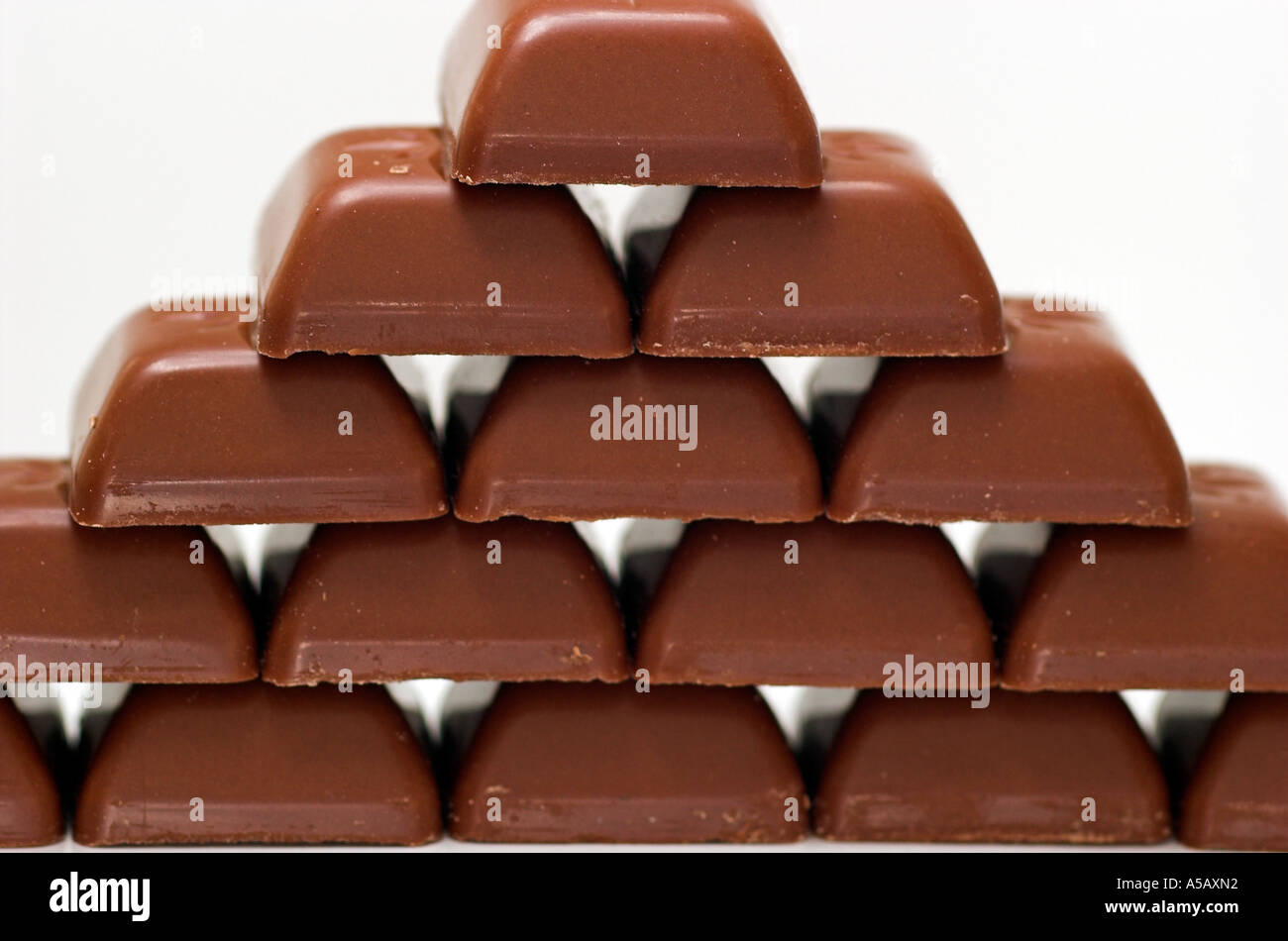 Pyramid of milk chocolate close up Stock Photo - Alamy