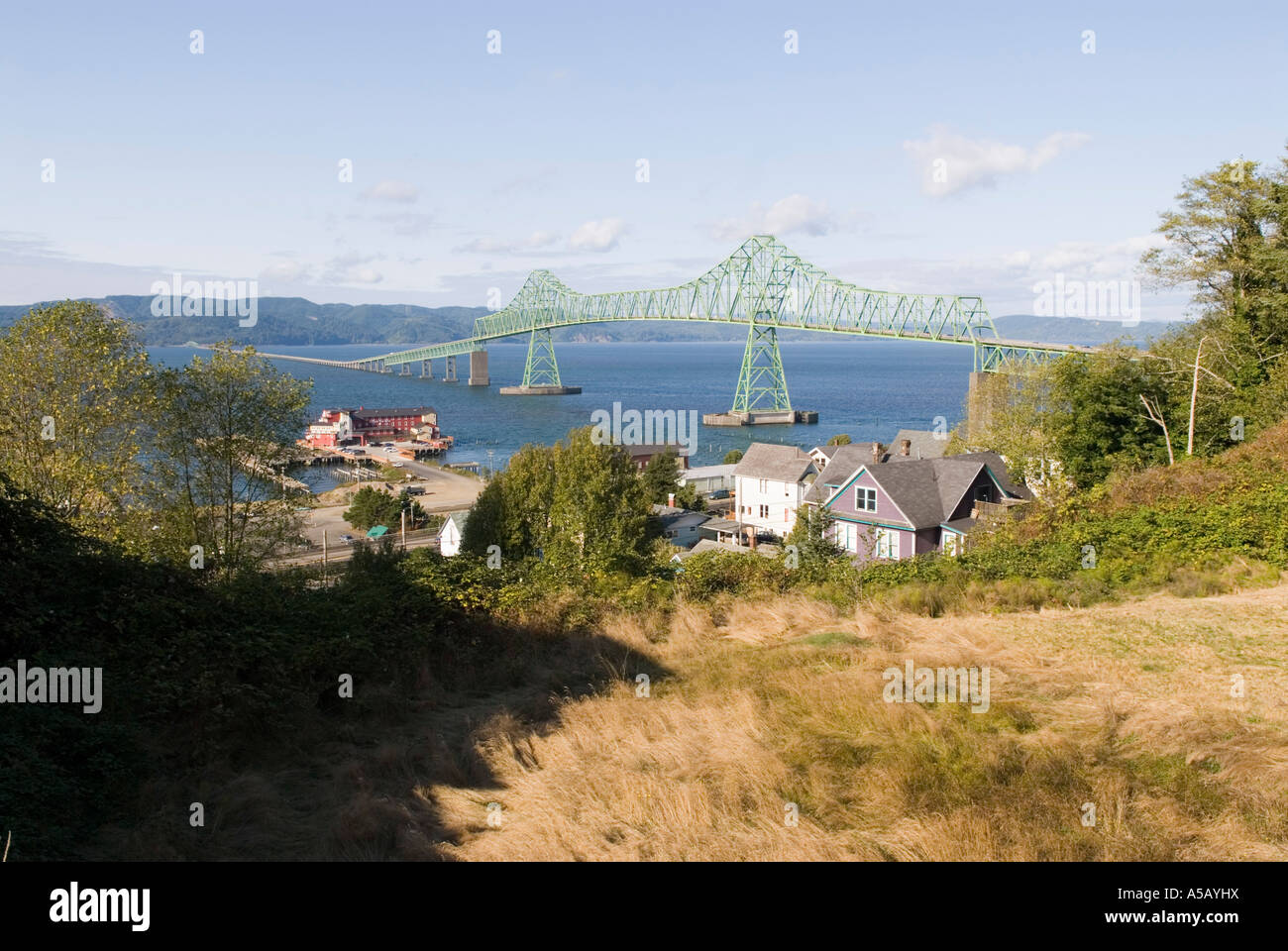 Astoria, Oregon & the Astoria-Megler Bridge to Washington State Stock ...