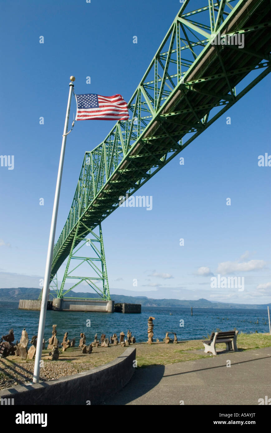 Astoria, Oregon & the Astoria-Megler Bridge to Washington State Stock ...