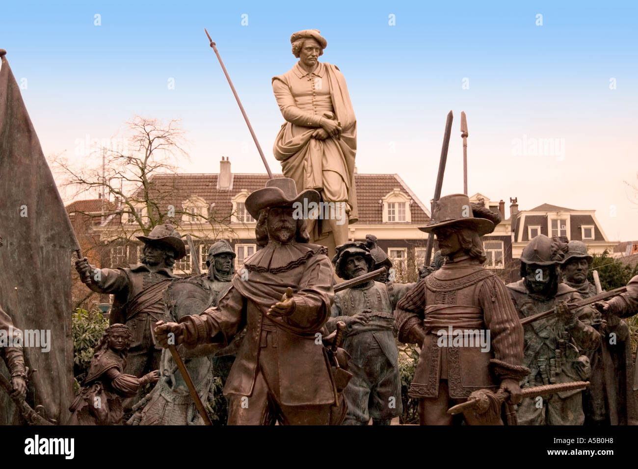 Rembrandt statue and the Night Watch statues on the Rembrandtplein ...
