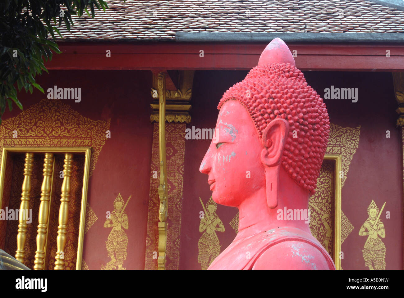 Red Buddha, Laos Stock Photo - Alamy