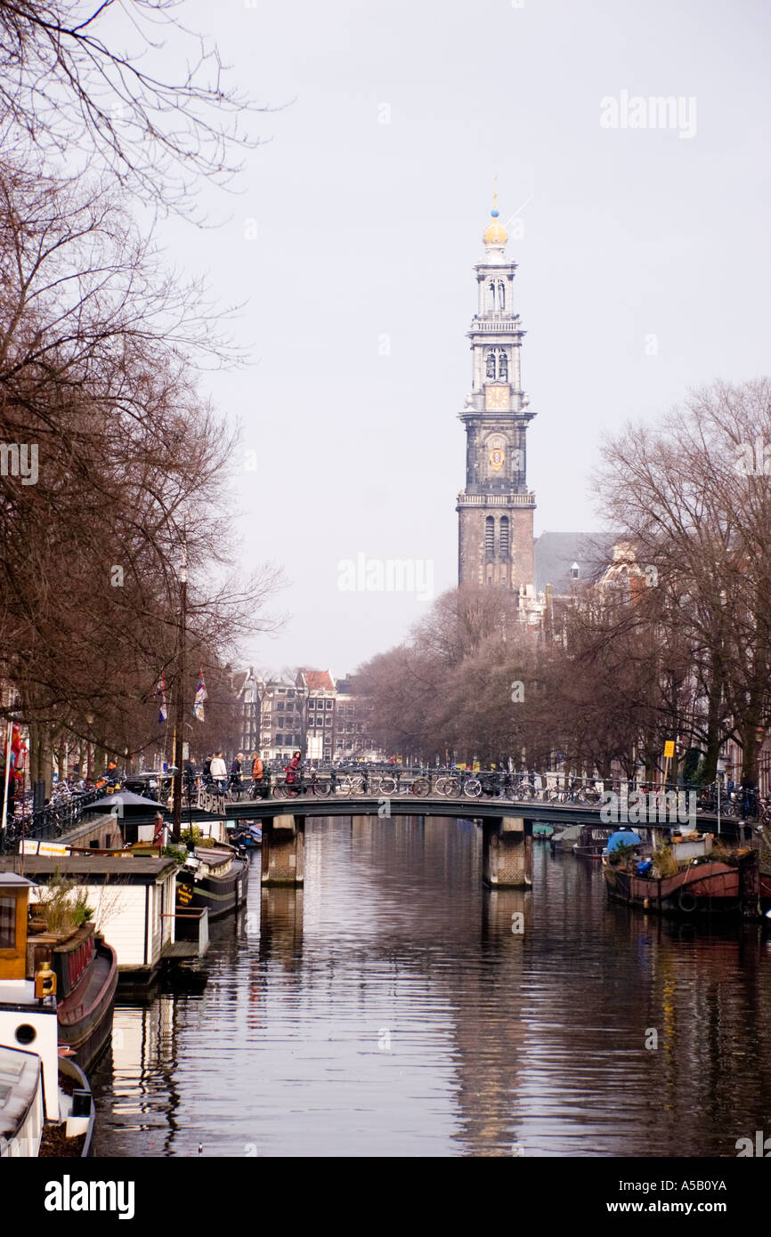 Canal scene in Amsterdam Holland Netherlands in winter Stock Photo - Alamy