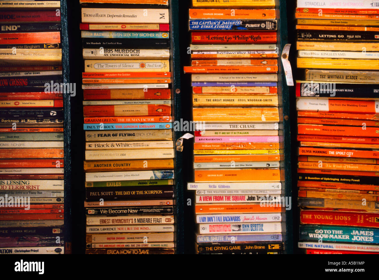 Book Still Life Shelf With Old Second Hand Paperback Books Stacked book-still-life-shelf-with-old-second-hand-paperback-books-stacked