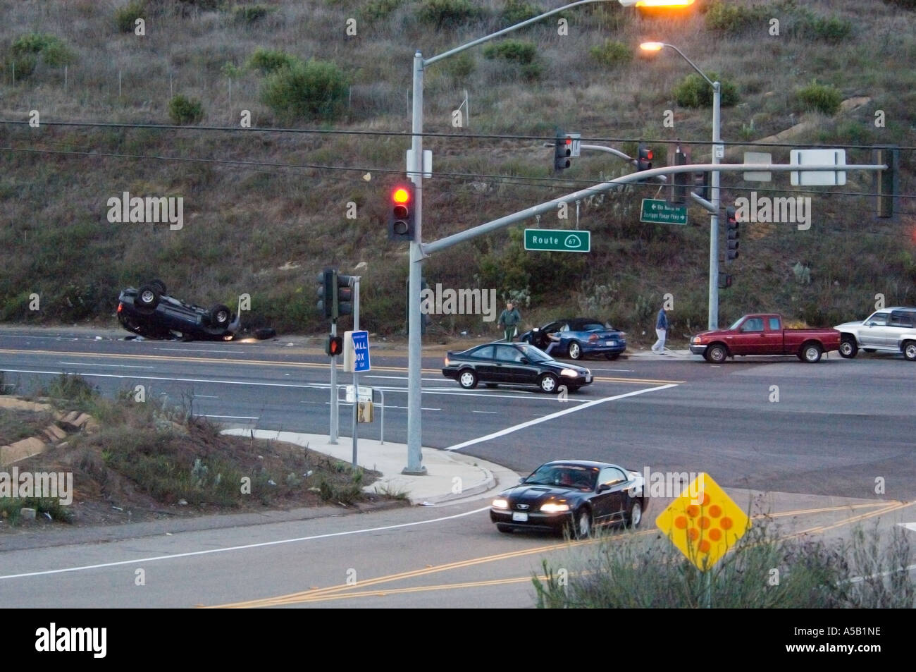 Suv Rollover Crash Stock Photo Alamy