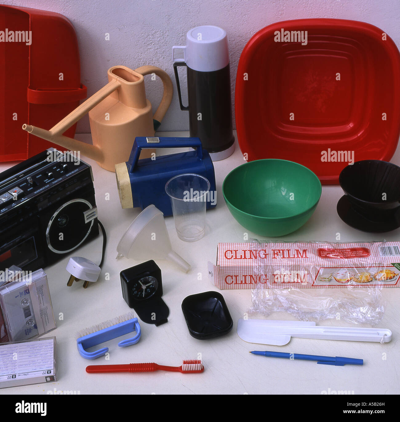 Various items made from plastics Stock Photo - Alamy