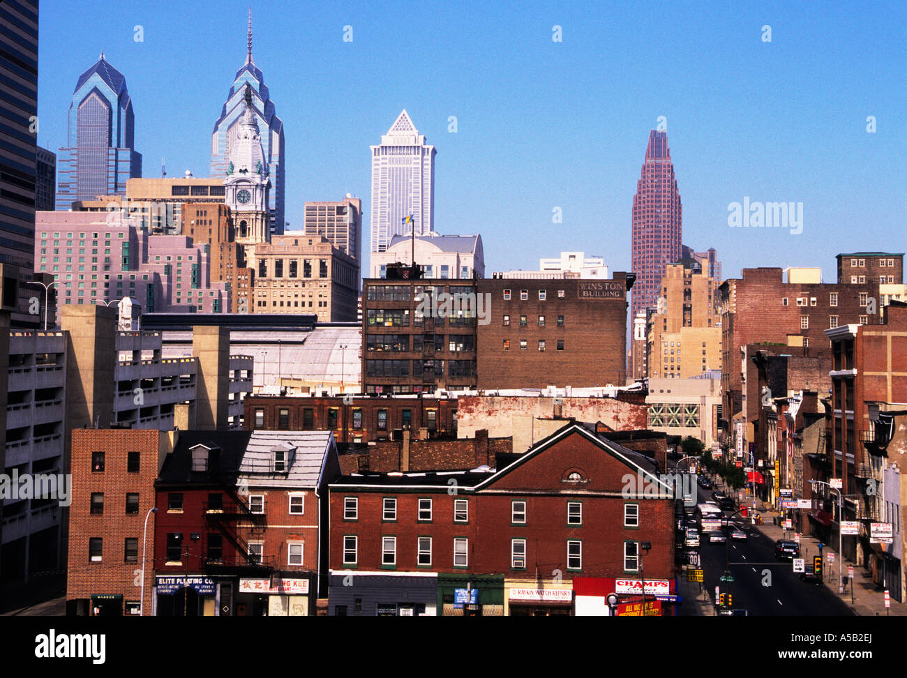 Philadelphia Panorama of City View of Downtown Buildings Stock Photo ...