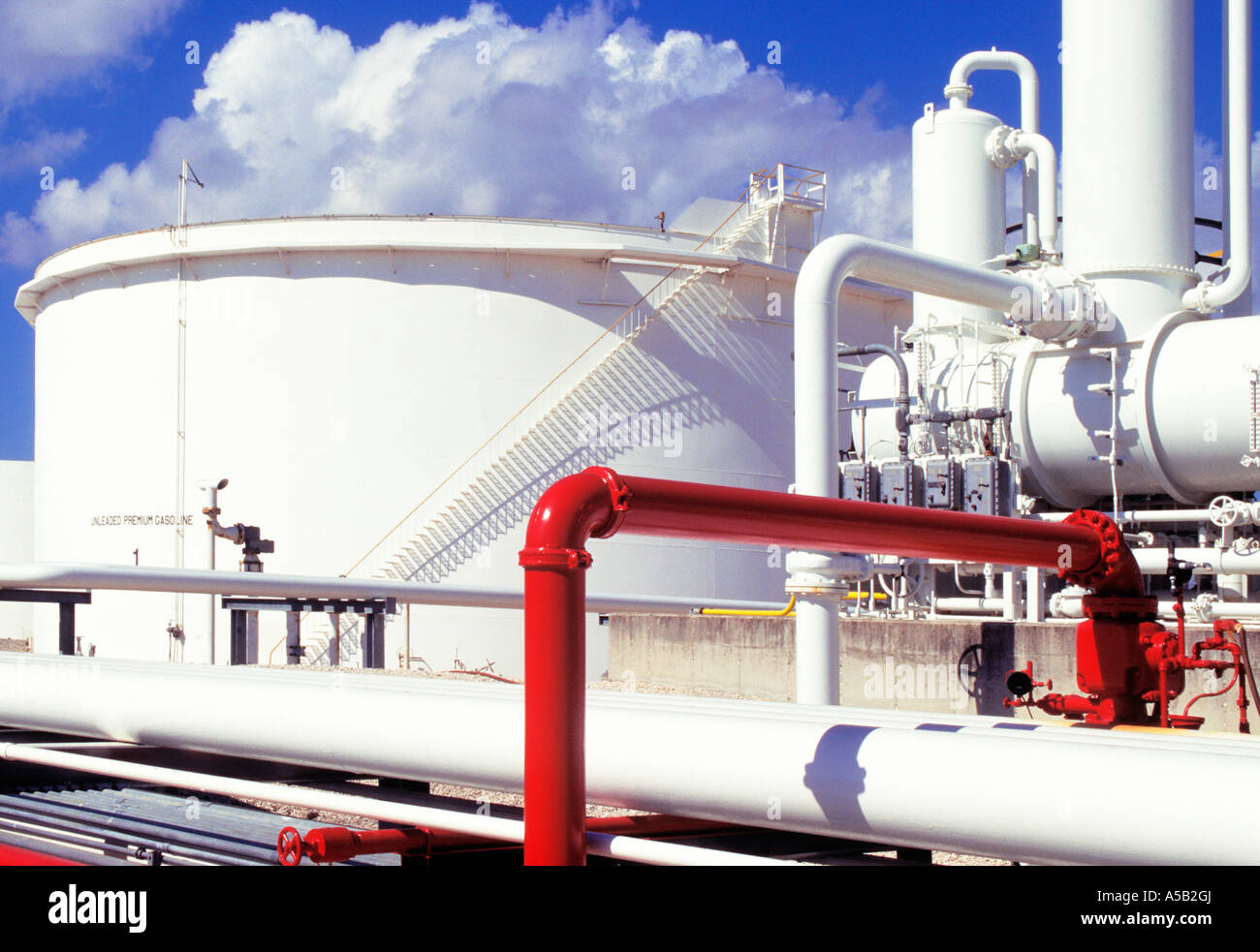 Oil silo. Fuel storage reserve. Industrial petroleum refinery, liquid ...
