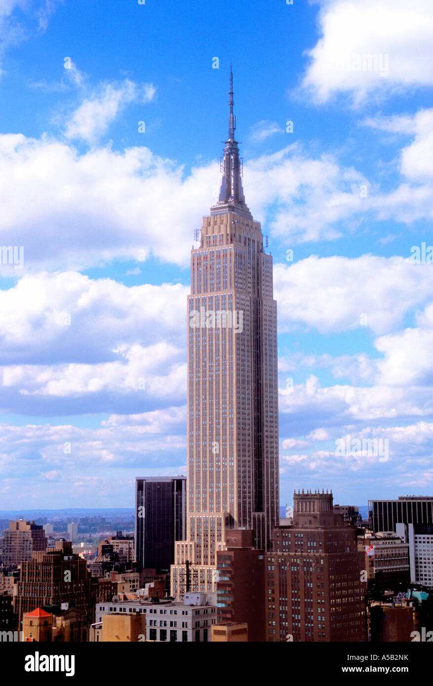 The Empire State Building. Aerial of historic landmark Art Deco ...