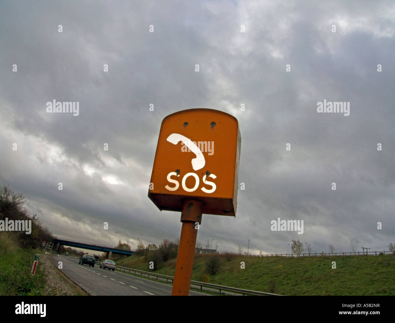 A SOS phone box at the side of a major road Stock Photo - Alamy