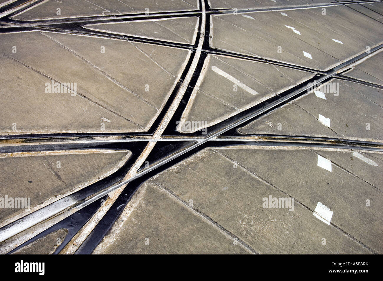 Intersection of street car tracks Stock Photo - Alamy