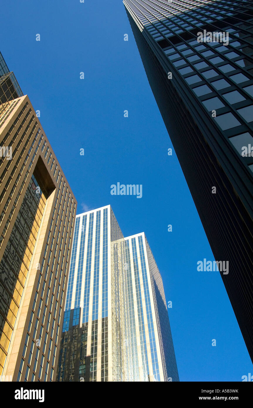 Low angle view of office towers with blue sky, Toronto Canada Stock ...