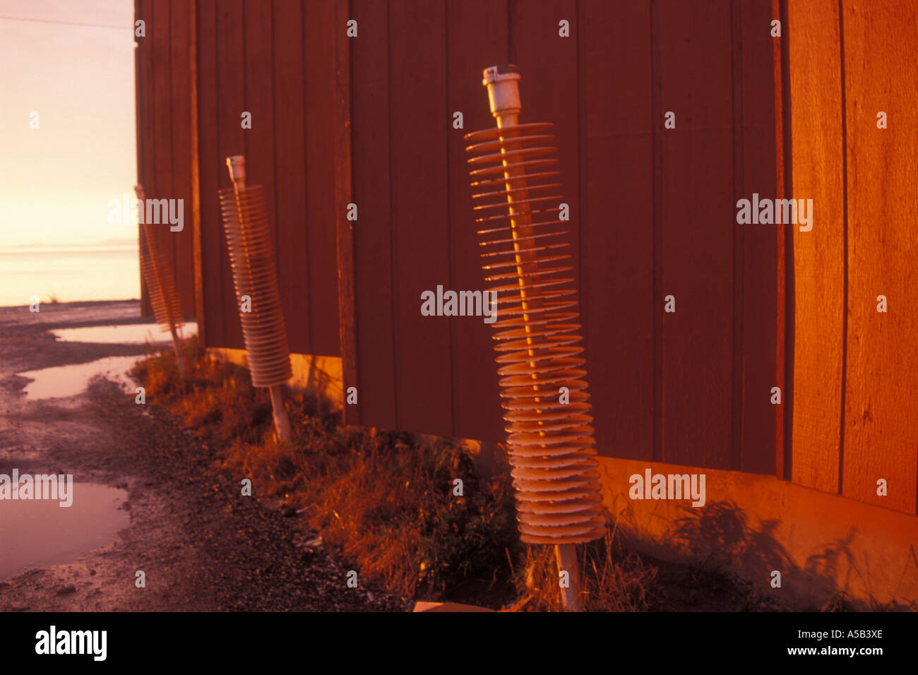 Heat radiators on building built on permafrost Nullagvik Hotel Kotzebue ...