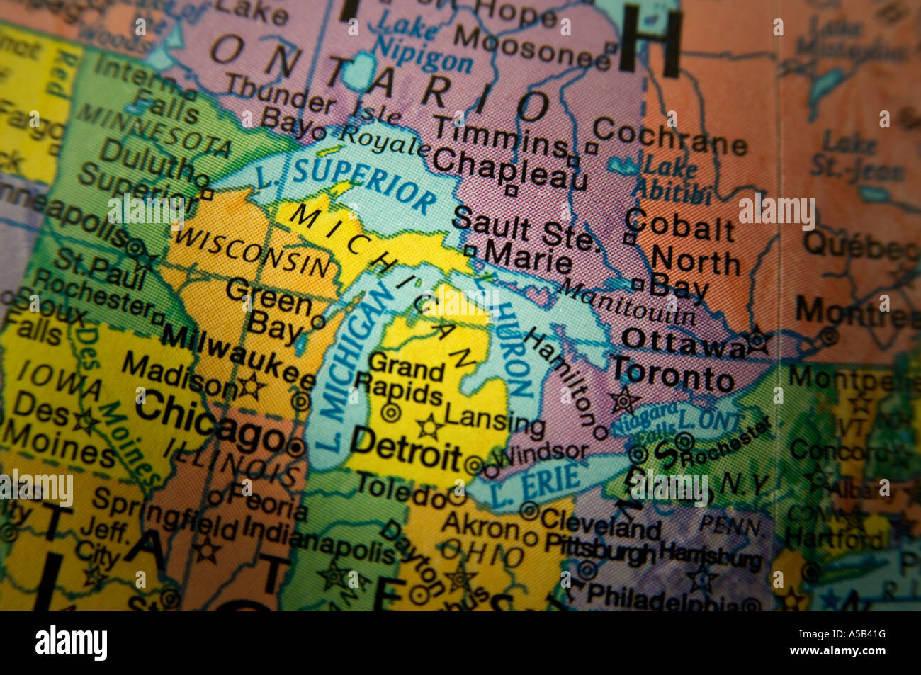 Great lakes map hi-res stock photography and images - Alamy