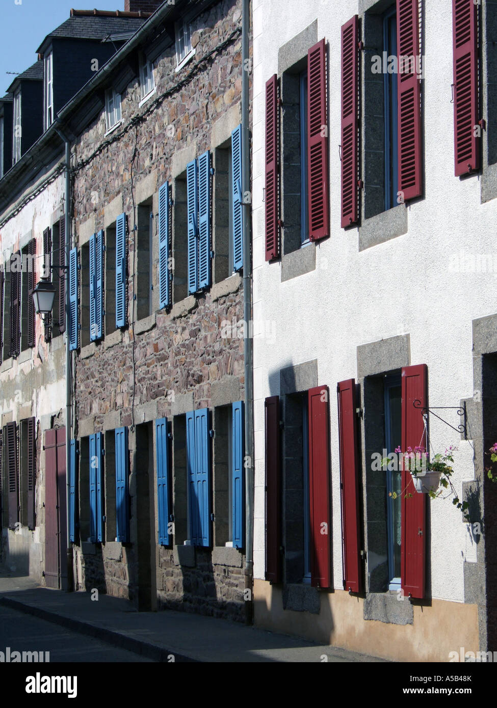 Brittany - France, Row of cottages in village center Stock Photo - Alamy