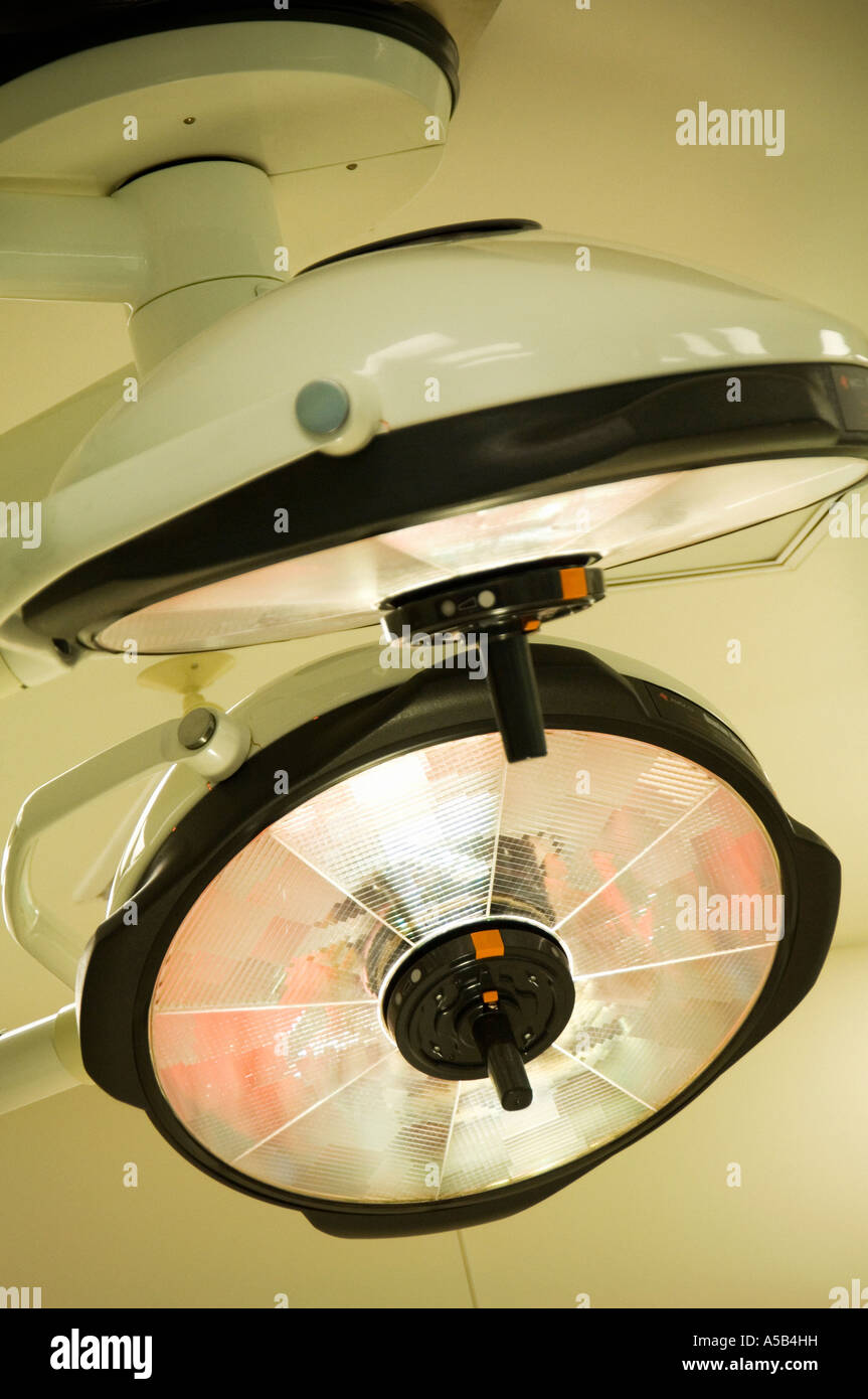 Two overhead lights in operating room Stock Photo - Alamy