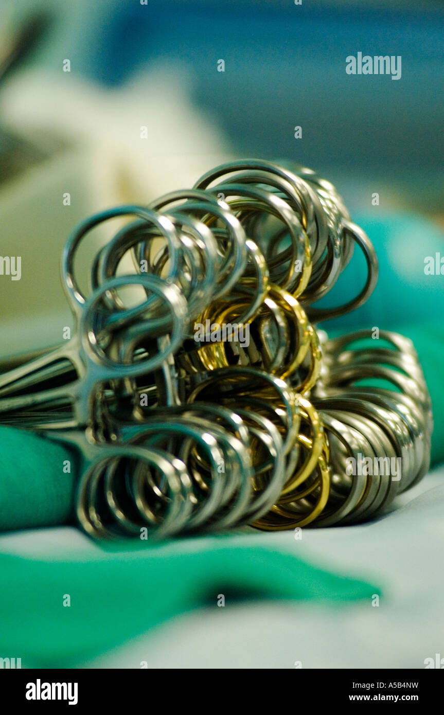 Close-up of surgical clamps Stock Photo - Alamy