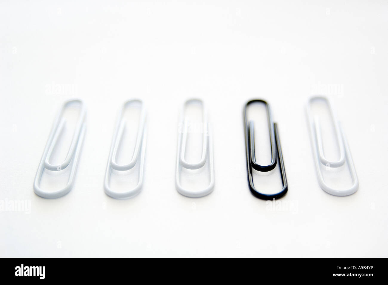 Black paper clip standing out from group of white ones Stock Photo - Alamy