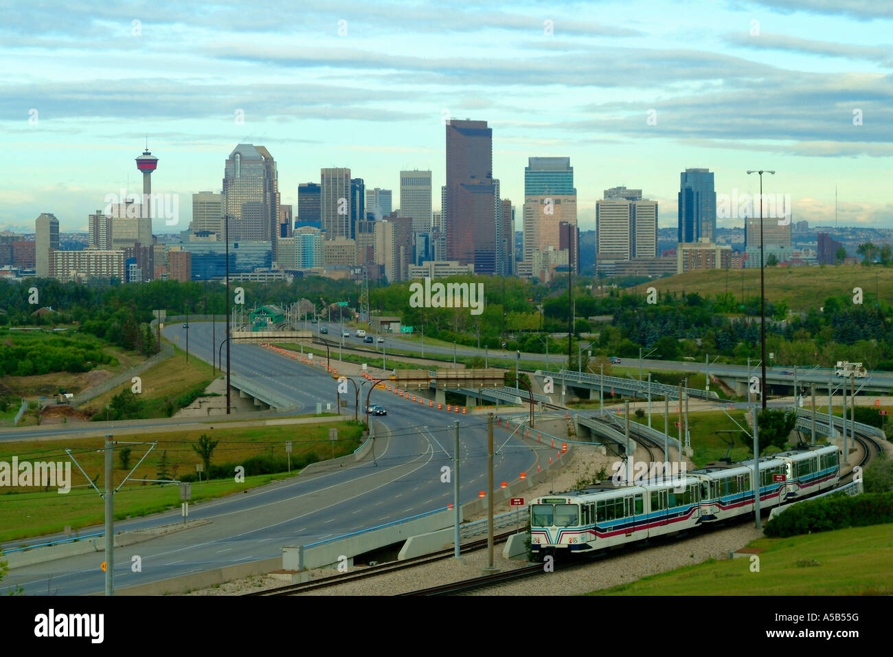 Calgary C-Train alternative to driving for commuters Stock Photo - Alamy