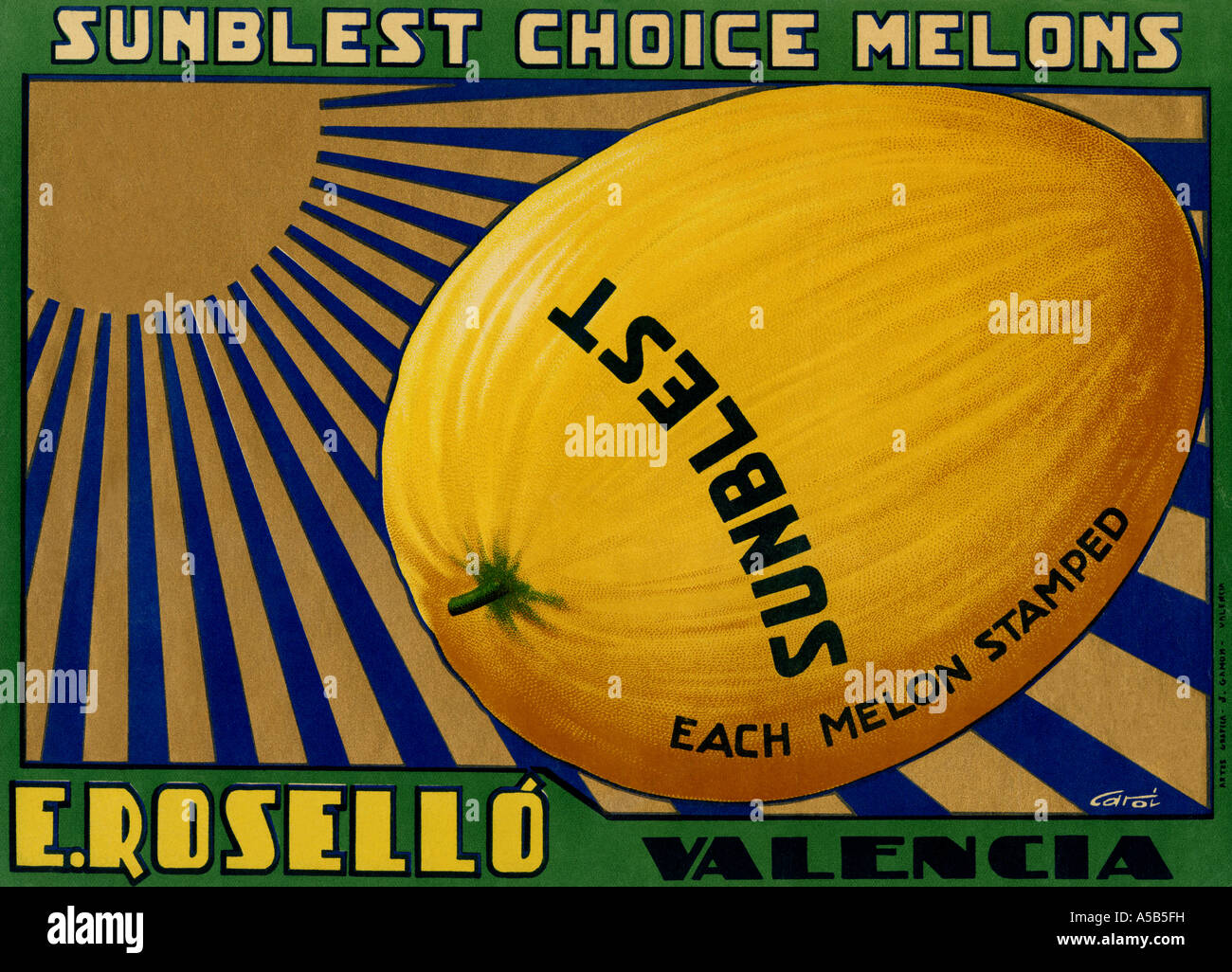 Sunblest Brand Melons Stock Photo - Alamy